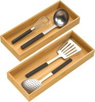 China Set of 2 Bamboo Drawer Organizers for Kitchen 15