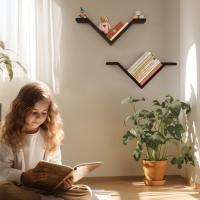 China Rectangle Wall Mounted Desktop Bookshelf Set of 2 Sumgar Book Shelves On Walls for Bedroom for sale
