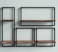 China Custom Service Pine Wood Color Floating Hanging Wall Iron Shelves for Bedroom Display for sale
