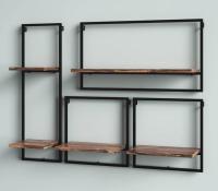 China Custom Service Pine Wood Color Floating Hanging Wall Iron Shelves for Bedroom Display for sale