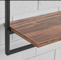 China Custom Service Pine Wood Color Floating Hanging Wall Iron Shelves for Bedroom Display for sale