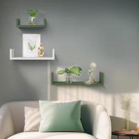 China White and Green Wall Storage U Shaped Floating Shelves for Microwave Oven for sale