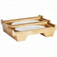 China Solid Wood Structure Bamboo Wooden Paper Plate Holder Dispenser with Glossy Lamination for sale