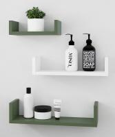 China White and Green Wall Storage U Shaped Floating Shelves for Microwave Oven for sale