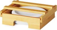China Solid Wood Structure Bamboo Wooden Paper Plate Holder Dispenser with Glossy Lamination for sale