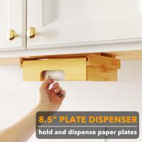 China Solid Wood Structure Bamboo Wooden Paper Plate Holder Dispenser with Glossy Lamination for sale