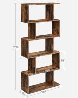 China Solid Wood 5-Tier Bookshelf Bookcases 70 x 24 x 159 cm Rustic Brown for Living Home Decor for sale