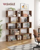 China Solid Wood 5-Tier Bookshelf Bookcases 70 x 24 x 159 cm Rustic Brown for Living Home Decor for sale