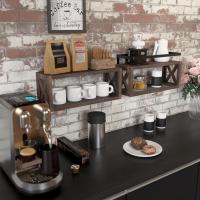 China Save Space with Farmhouse Style Rustic Brown Floating Wood Shelves and Guardrail for sale