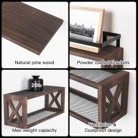 China Save Space with Farmhouse Style Rustic Brown Floating Wood Shelves and Guardrail for sale