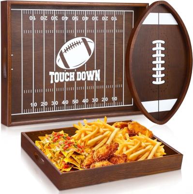 China Football Birthday Party Wooden Plates WoodShaped Oval Platter for Home Hotel Restaurant for sale