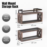 China Save Space with Farmhouse Style Rustic Brown Floating Wood Shelves and Guardrail for sale