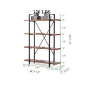 China Rectangle 4 Tier Natural 4 Shelf Rustic Solid Real Wood Bookshelf Metal Bookcase Living Room Furniture for sale