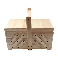 China Sewing Kit Box Natural Color Storage Wooden Handmade Adjustable 5 Days Custom Pine for sale