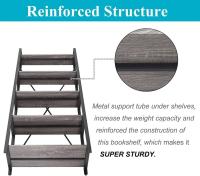 China 5-Tier Pine Wood Color Metal Ladder Bookshelf Modern Custom Antique Wooden Bookcases for sale