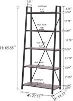 China 5-Tier Pine Wood Color Metal Ladder Bookshelf Modern Custom Antique Wooden Bookcases for sale