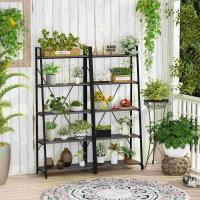 China 5-Tier Pine Wood Color Metal Ladder Bookshelf Modern Custom Antique Wooden Bookcases for sale