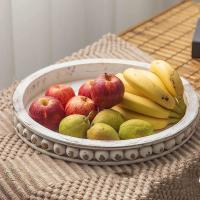 China Customized Wooden Decorative Tray with Beaded Whitewashed Design Free Sample Offered for sale