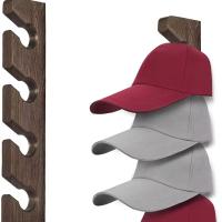 China Wall-Mounted Wooden Baseball Cap Display and Storage Rack with Silk-screen Printing for sale