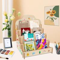 China Custom Size Solid Wood 4 Tier Display Stand for Greeting Cards Stickers and Postcards for sale