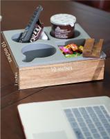 China Customized Logo Soft Silicone Acacia Wooden Couch Caddy for Snacks Beverage Remote for sale