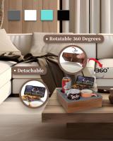 China Customized Logo Soft Silicone Acacia Wooden Couch Caddy for Snacks Beverage Remote for sale