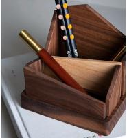 China Tools Black Walnut Pen Holder Multifunctional Wood Pencil Stand with Irregular Shape for sale