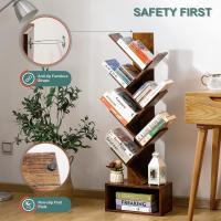 China Handmade 6 Shelf Retro Floor Standing Bookcase Tall Wood Book Storage Rack Organizer Shelves for sale