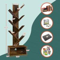 China Handmade 6 Shelf Retro Floor Standing Bookcase Tall Wood Book Storage Rack Organizer Shelves for sale