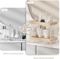 China Non-folding Rack Makeup Perfume Organizer with Wooden Tray and Acrylic Cosmetics Shelf for sale