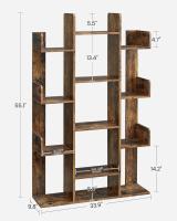 China Solid Wood Tree-Shaped Bookcase with 13 Storage Shelves 9.8D x 33.9W x 55.1H inch for sale