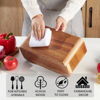 China Countertop Large Acacia Wooden Utensil Holder for Kitchen Printing Handling laser engrave for sale