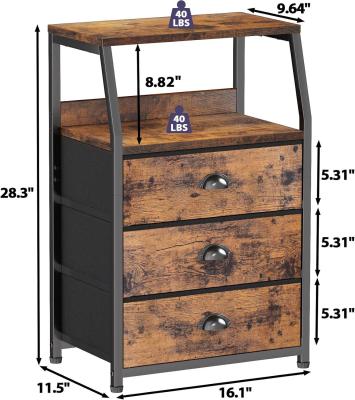 China Silk-Screen Printing/Burned 3 Drawers And 2-Tier Fabric Small Wood Dresser Organizer for sale