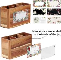 China Countertop Large Acacia Wooden Utensil Holder for Kitchen Printing Handling laser engrave for sale