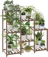 China 3 Tiers Ladder Multiple Plant Holder Wood Plant Rack for Living Room Patio Boho Home Decor for sale