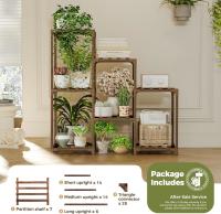China 3 Tiers Ladder Multiple Plant Holder Wood Plant Rack for Living Room Patio Boho Home Decor for sale