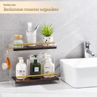 China Wooden Bathroom Vanity Countertop Organizer for Cosmetics and Skincare 2 Tier Dresser for sale