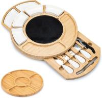 China Rectangle Bamboo Cheese Platter and Knife Set for Commercial Buyers Gifts Stores for sale