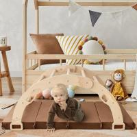 China Montessori Wooden Arch Climber Kids Climbing Toy with Cushion and Rocking Design for sale