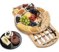 China Rectangle Bamboo Cheese Platter and Knife Set for Commercial Buyers Gifts Stores for sale