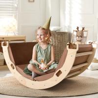 China Montessori Wooden Arch Climber Kids Climbing Toy with Cushion and Rocking Design for sale