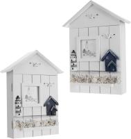 China Wood Style PANEL Mediterranean Style House Shape Key Jewelry Holder for Entryway Wall for sale