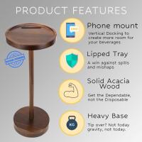 China Specific Coffee Table Modern Wooden Drink Table with Phone Mount and Small Round Size for sale