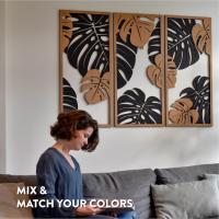 China Customizable Monstera Decoration in 3 Panels Wooden Frames Included for Plant Wall Art for sale
