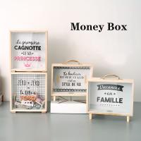 China 2022 Kids DIY Cute Wood White Wooden Coin Bank Money Boxes Storage Wooden Gift Custom for sale