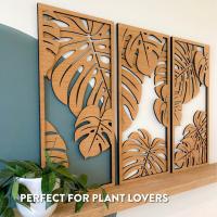China Customizable Monstera Decoration in 3 Panels Wooden Frames Included for Plant Wall Art for sale