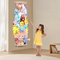 China Wooden Half Circle Design Wall Hanging Plush Toy Organizer for Stuffed Animal Storage for sale