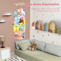 China Wooden Half Circle Design Wall Hanging Plush Toy Organizer for Stuffed Animal Storage for sale