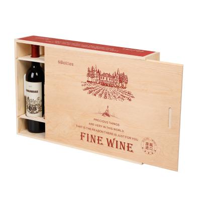 China Customized Logo Acceptable Wooden Wine Box with Dividers and Acrylic Lid Custom Color for sale