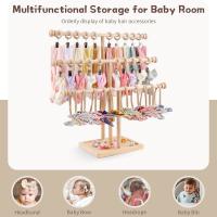 China Wooden Wall Shelf Decoration 3-Tier Baby Headband Holder Hairbands Display Stand for sale